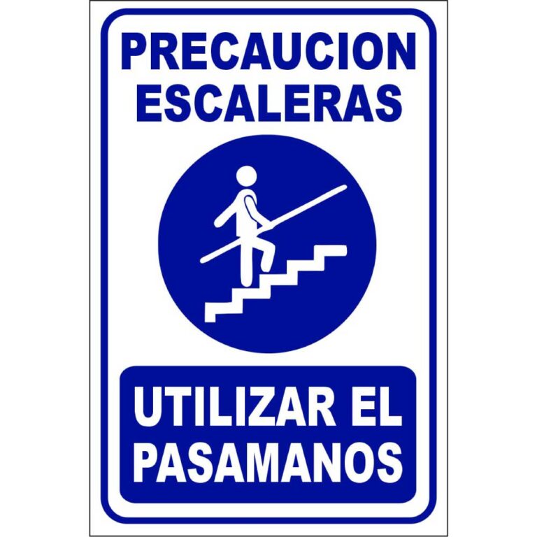 Precaución escaleras / Utilice el pasamanos - Industrias Solórzano Pérez